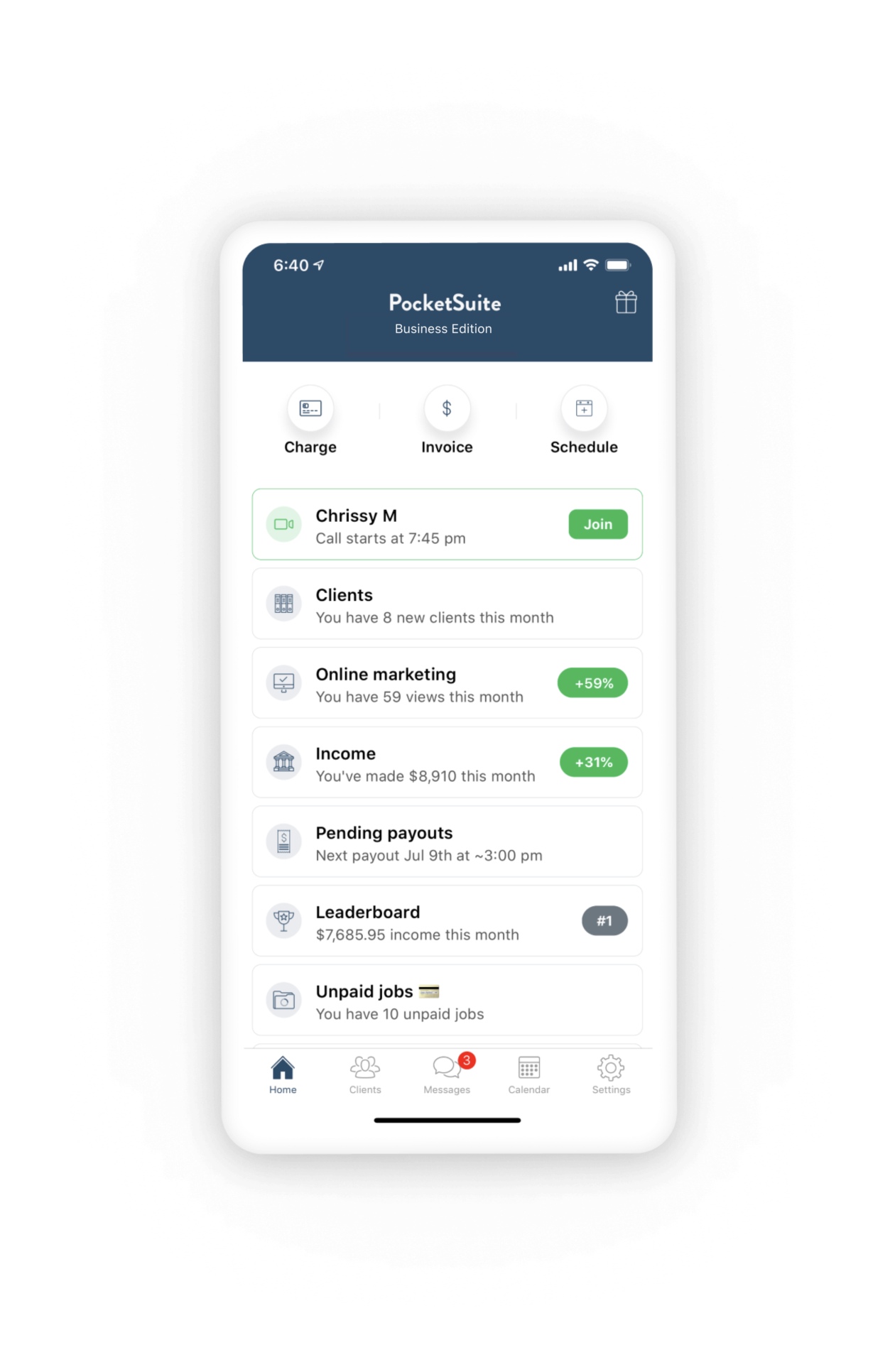 PocketSuite | Clients can book, pay, and chat with you all in one app.